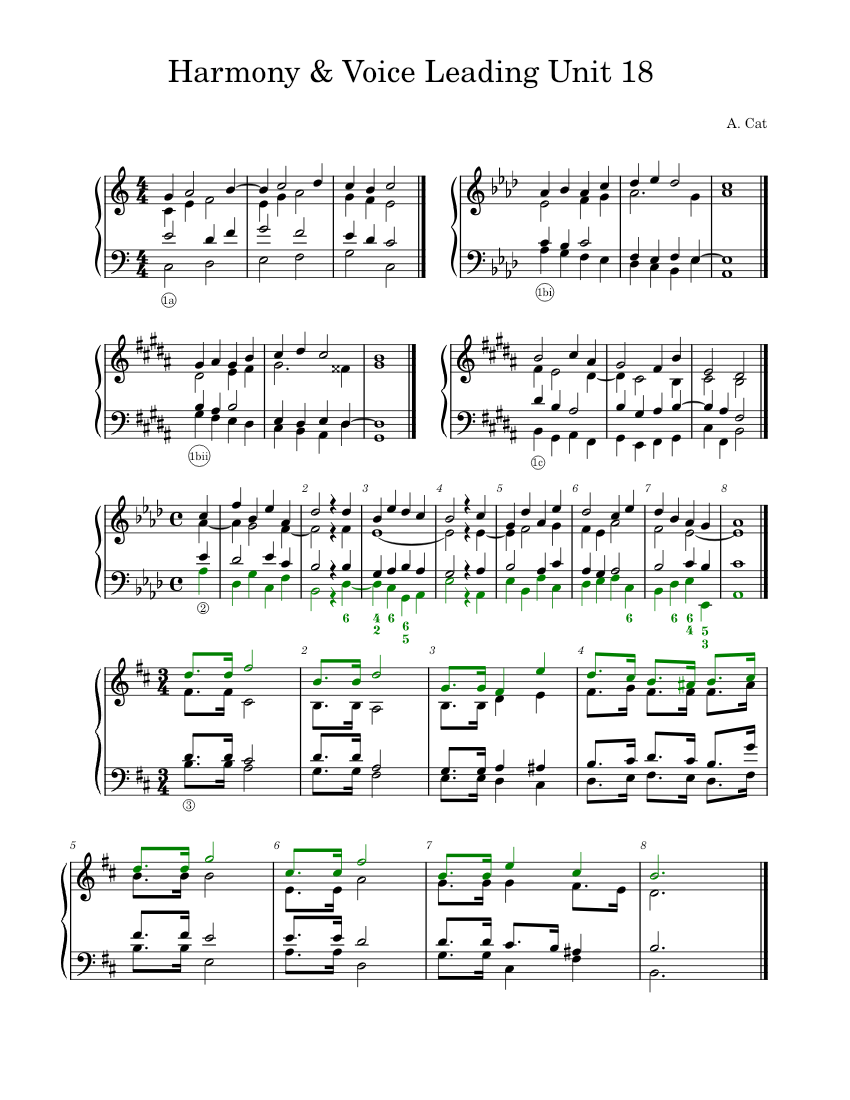 Harmony & Voice Leading Unit 18 Exercises Sheet music for Organ (Solo ...