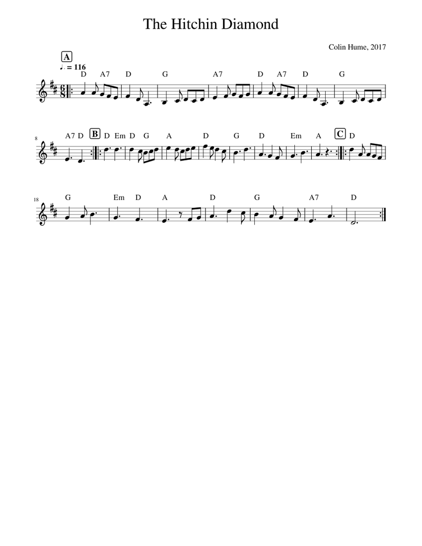 Colin Hume - The Hitchin Diamond Sheet music for Piano (Solo ...