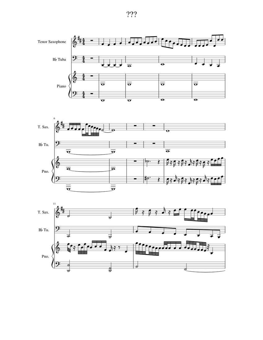 MUZIC (Incomplete) Sheet music for Piano, Tuba, Saxophone tenor (Mixed ...