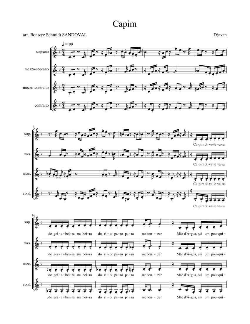 Capim - Gurias - SP Sheet music for Soprano, Alto, Mezzo soprano (Women ...