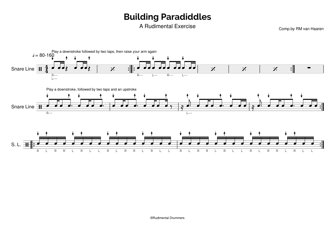 Building Paradiddles Sheet music for Snare drum (Drum Corps (Modern)) | Musescore.com