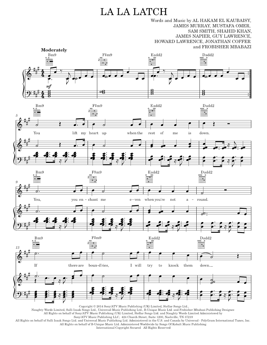 Play Official version of La la latch sheet music by Pentatonix for ...