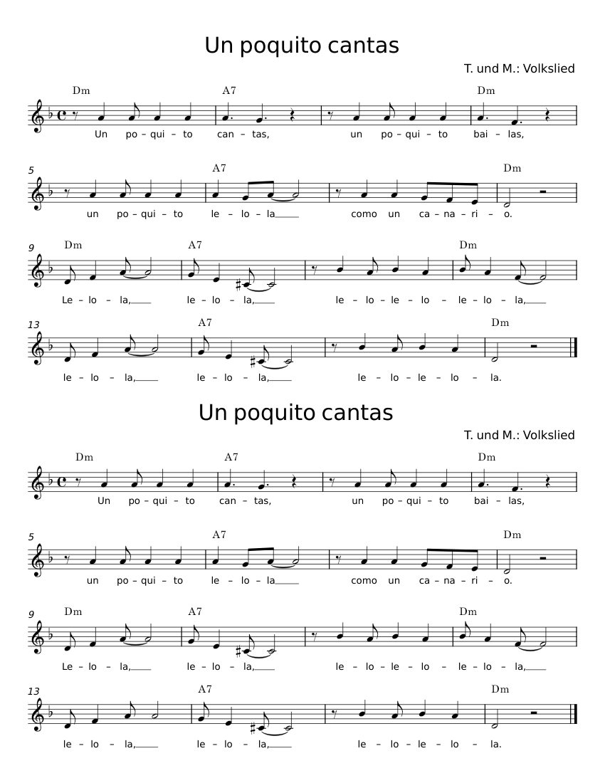 Un poquito cantas Sheet music for Synthesizer (Solo) | Musescore.com