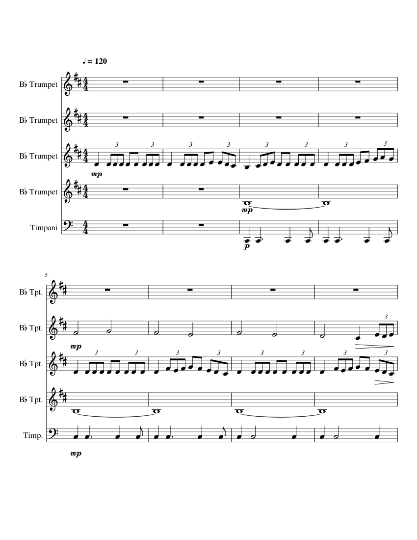 Eight Part Trumpet Ensemble Sheet music for Trumpet in b-flat, Timpani ...