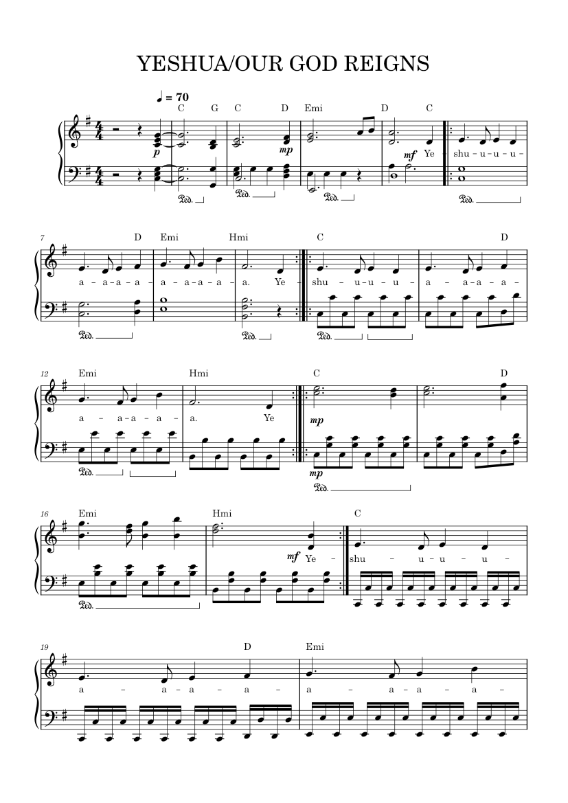Yeshua/Our God Reigns – Jesus image/Let Us Worship Sheet Music for ...