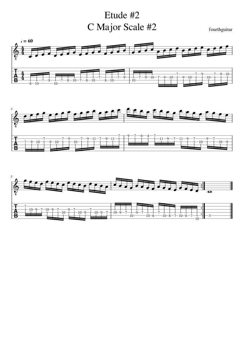 Etude_#2 C Major Scale #2 Sheet music for Guitar (Solo) | Musescore.com