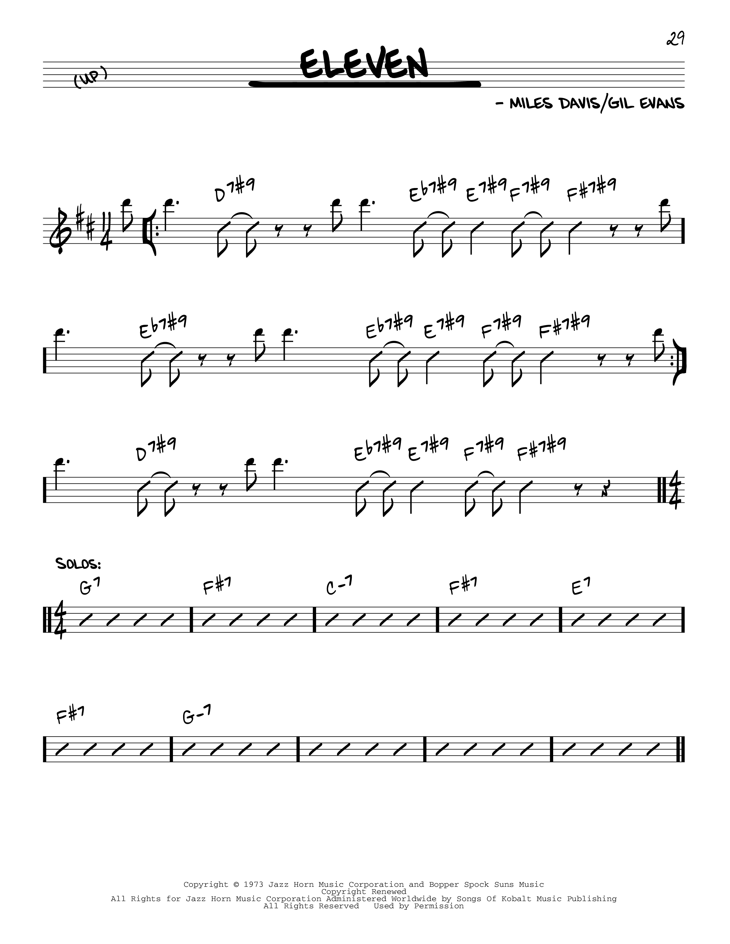 Eleven Sheet music for Piano, Vocals, Clarinet in b-flat by Miles Davis Official | MuseScore.com
