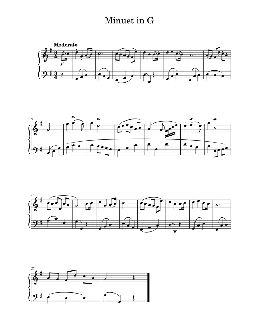 Minuet_in_G Sheet music for Piano (Solo) | Musescore.com