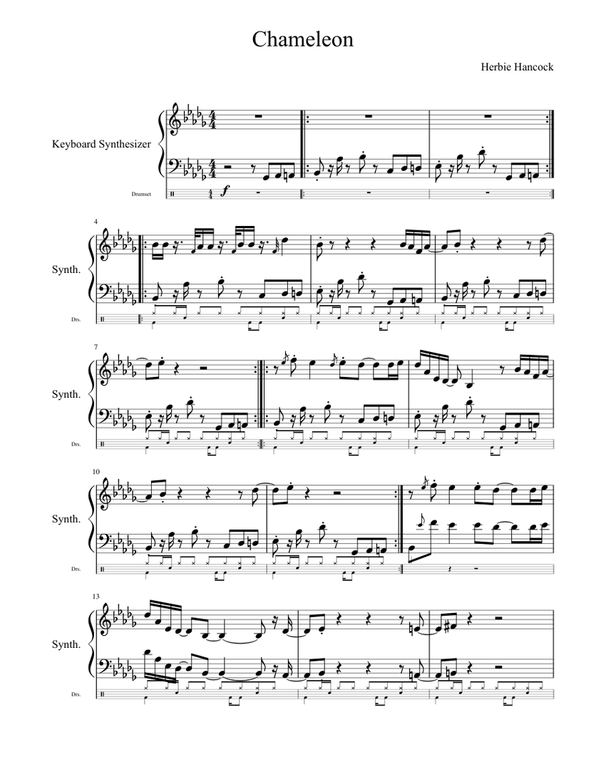 Chameleon Sheet music for Drum Group, Synthesizer (Mixed Duet ...