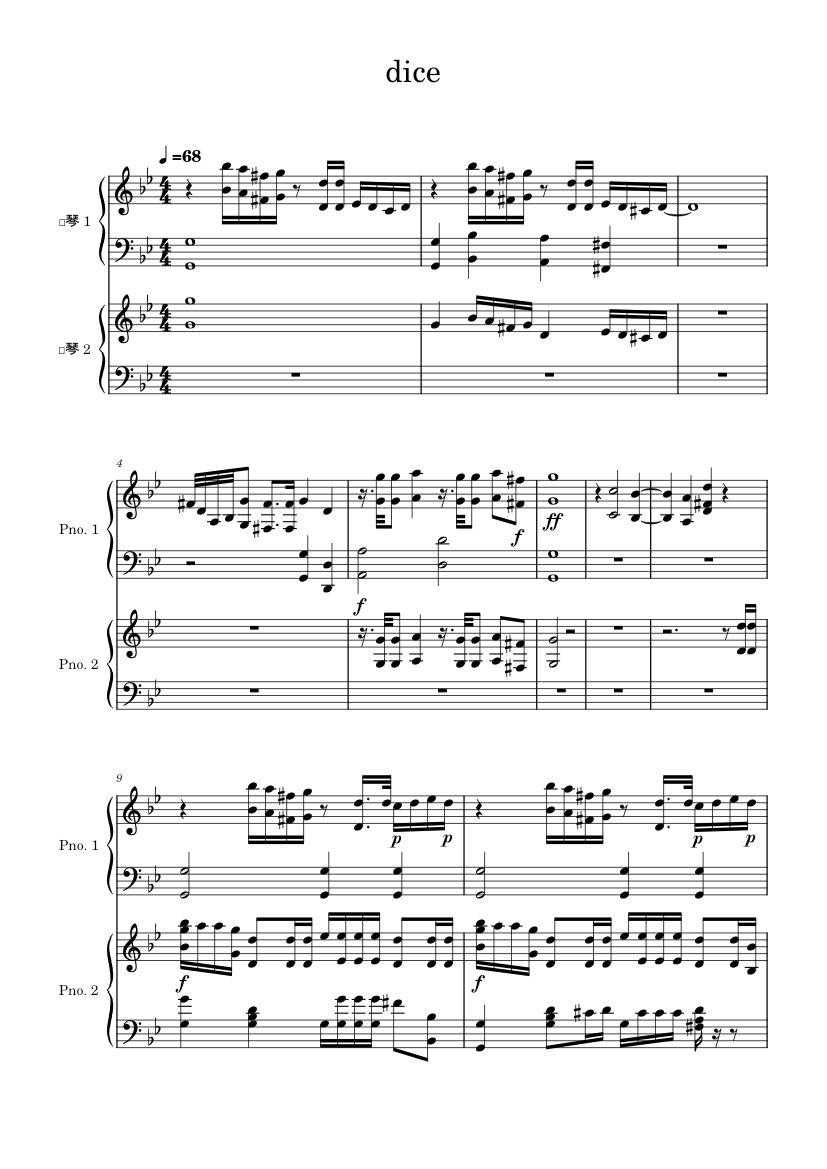 Dice – NMIXX dice(double piano Sheet music for Piano (Piano Duo ...