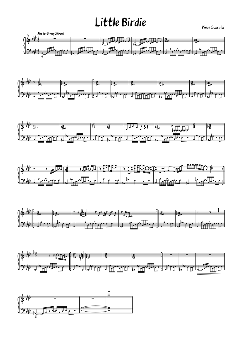 Little Birdie – Vince Guaraldi Easy-ish Piano Sheet music for Piano ...