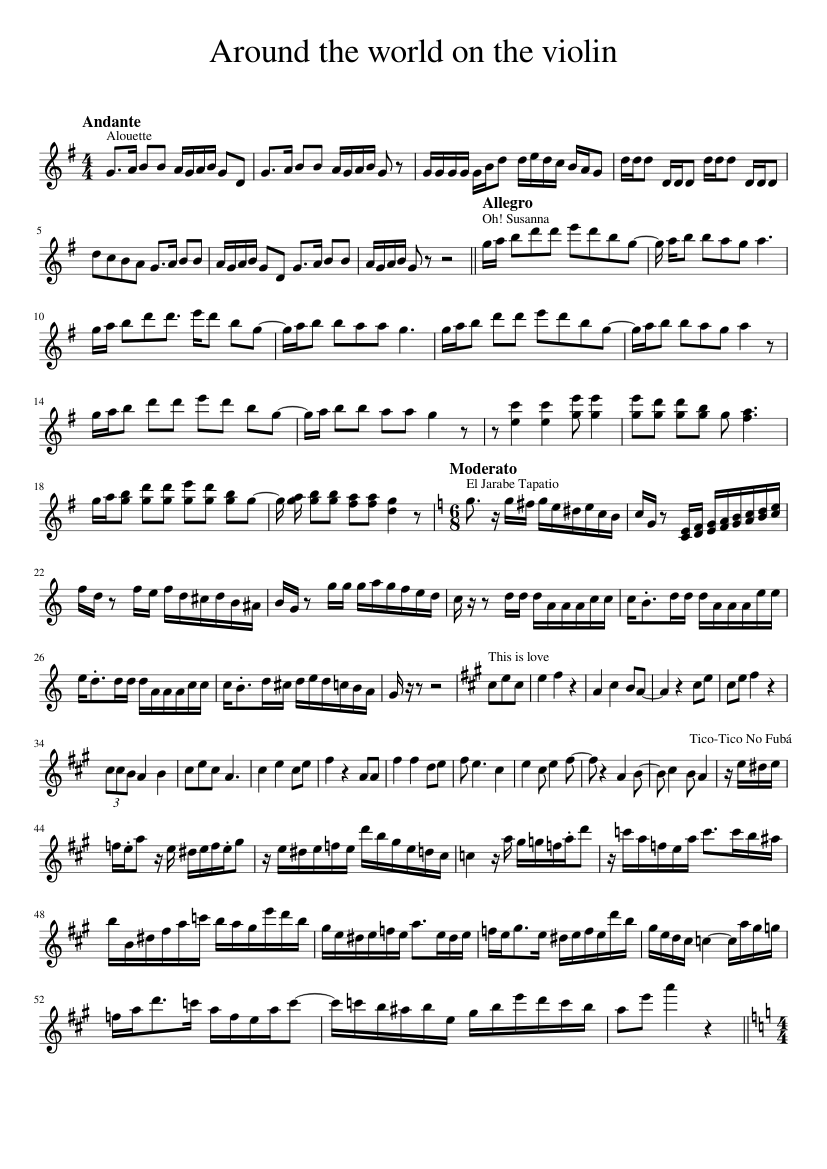 Around the world on the violin WIP Sheet music for Violin (Solo ...