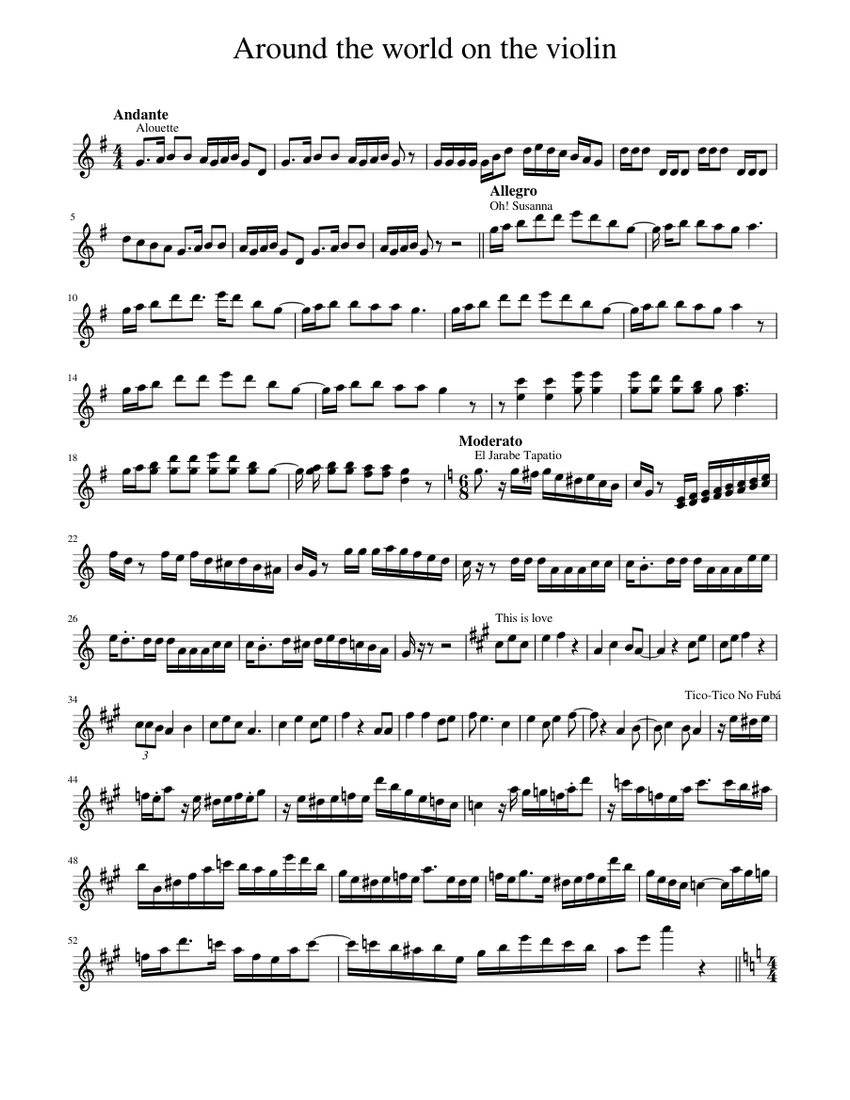 Around the world on the violin WIP Sheet music for Violin (Solo ...