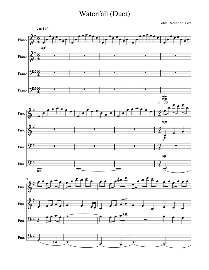 Waterfall #031 (Duet) Sheet music for Piano (Solo) | Musescore.com