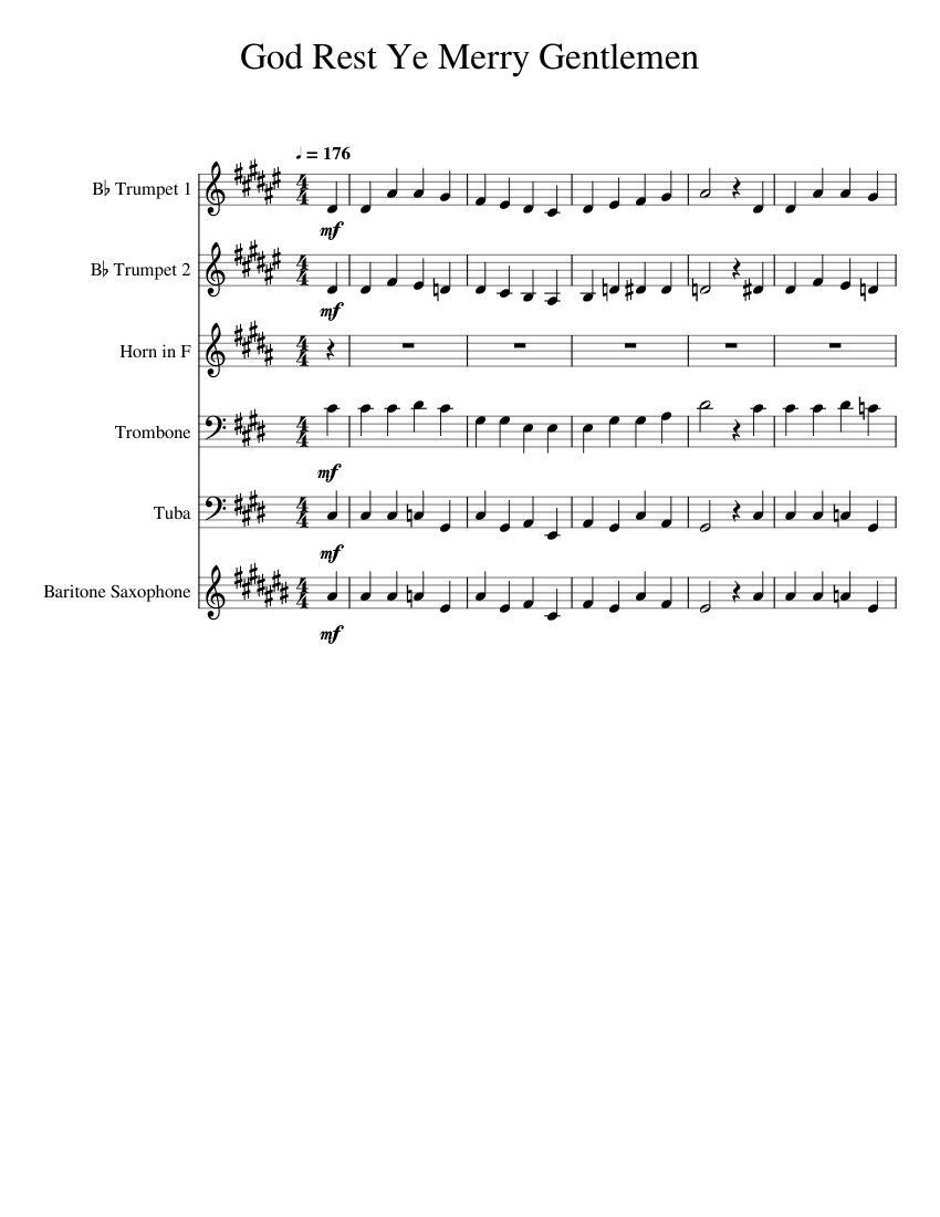 God Rest Ye Merry Gentlemen Sheet music for Trombone, Tuba, Saxophone ...