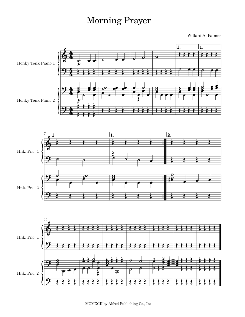 Morning Prayer Sheet music for Piano (Piano Duo) | Musescore.com