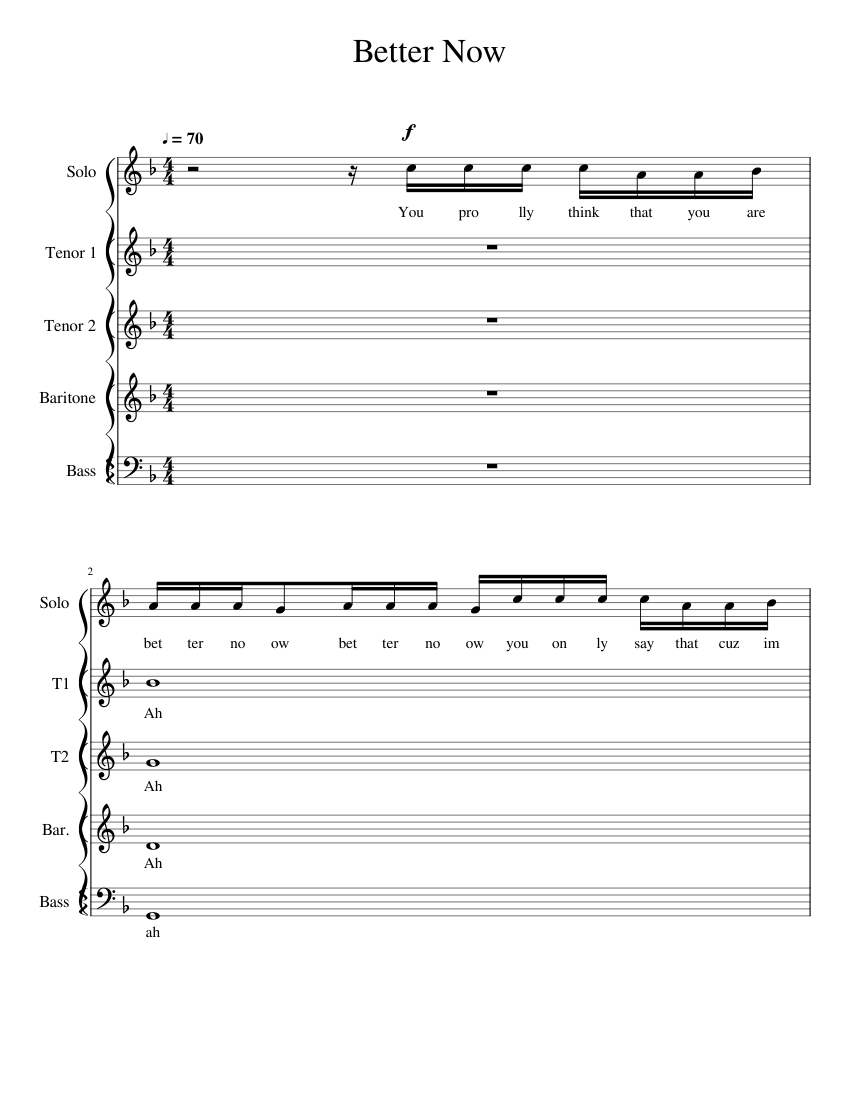 Better Now (Post Malone) (latest version) Sheet music for Piano (Mixed ...