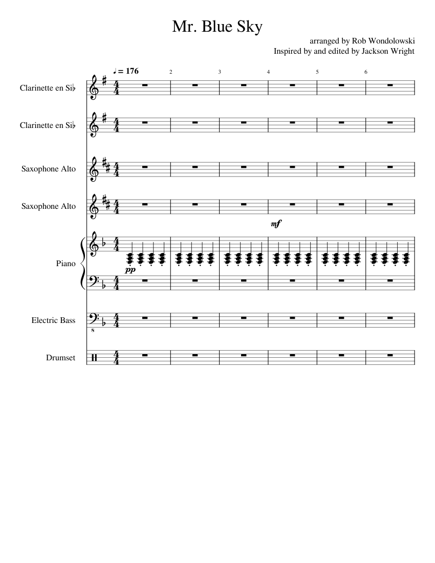 Mr._Blue_Sky_SATB__full_rock_band Sheet music for Piano, Clarinet in b ...