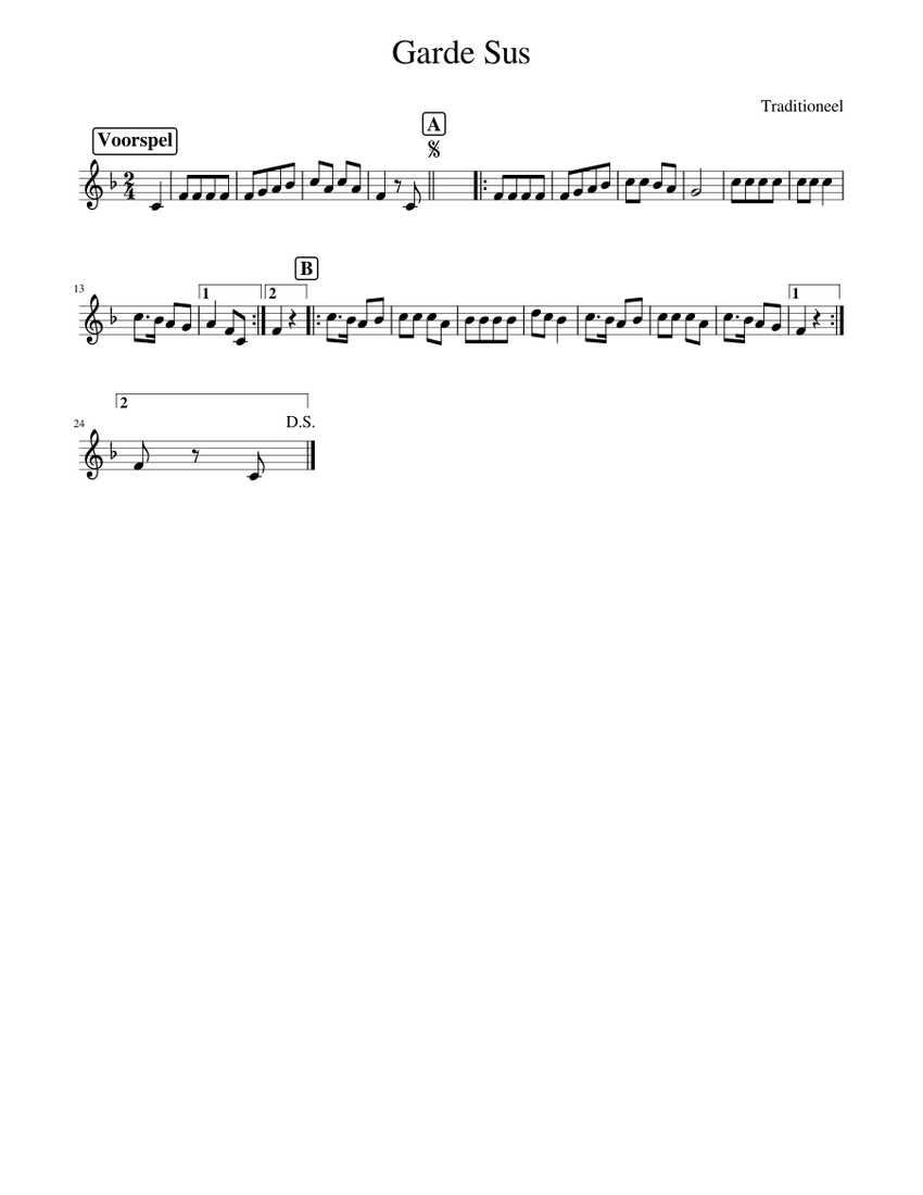 Traditional music - Garde Sus Sheet music for Piano (Solo) | Musescore.com