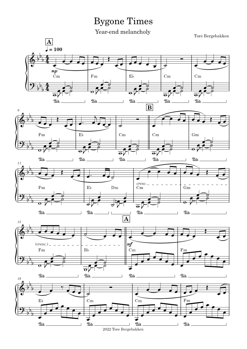 Bygone Times Sheet music for Piano (Solo) Easy | Musescore.com