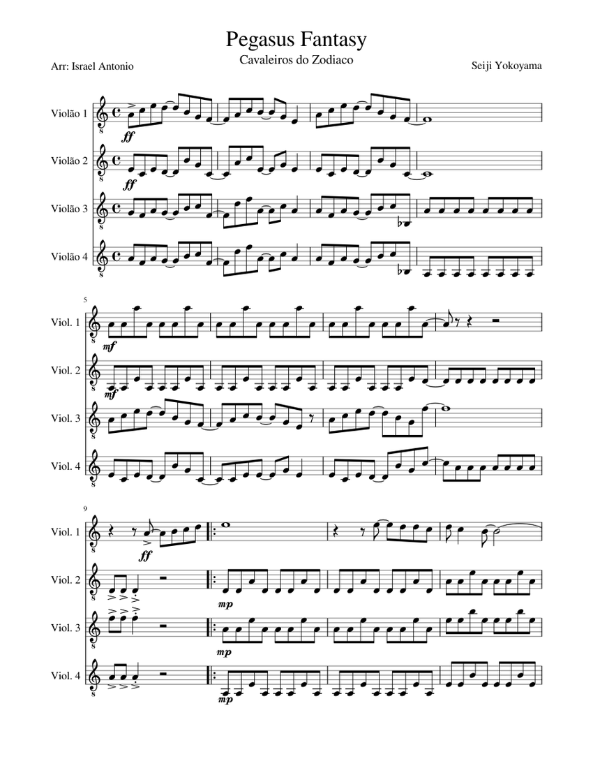 Pegasus Fantasy Sheet music for Guitar (Mixed Quartet) | Musescore.com