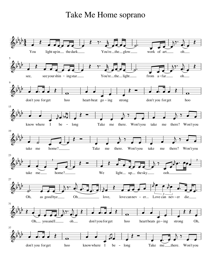 Take Me Home- Soprano Sheet music for Piano (Solo) | Musescore.com