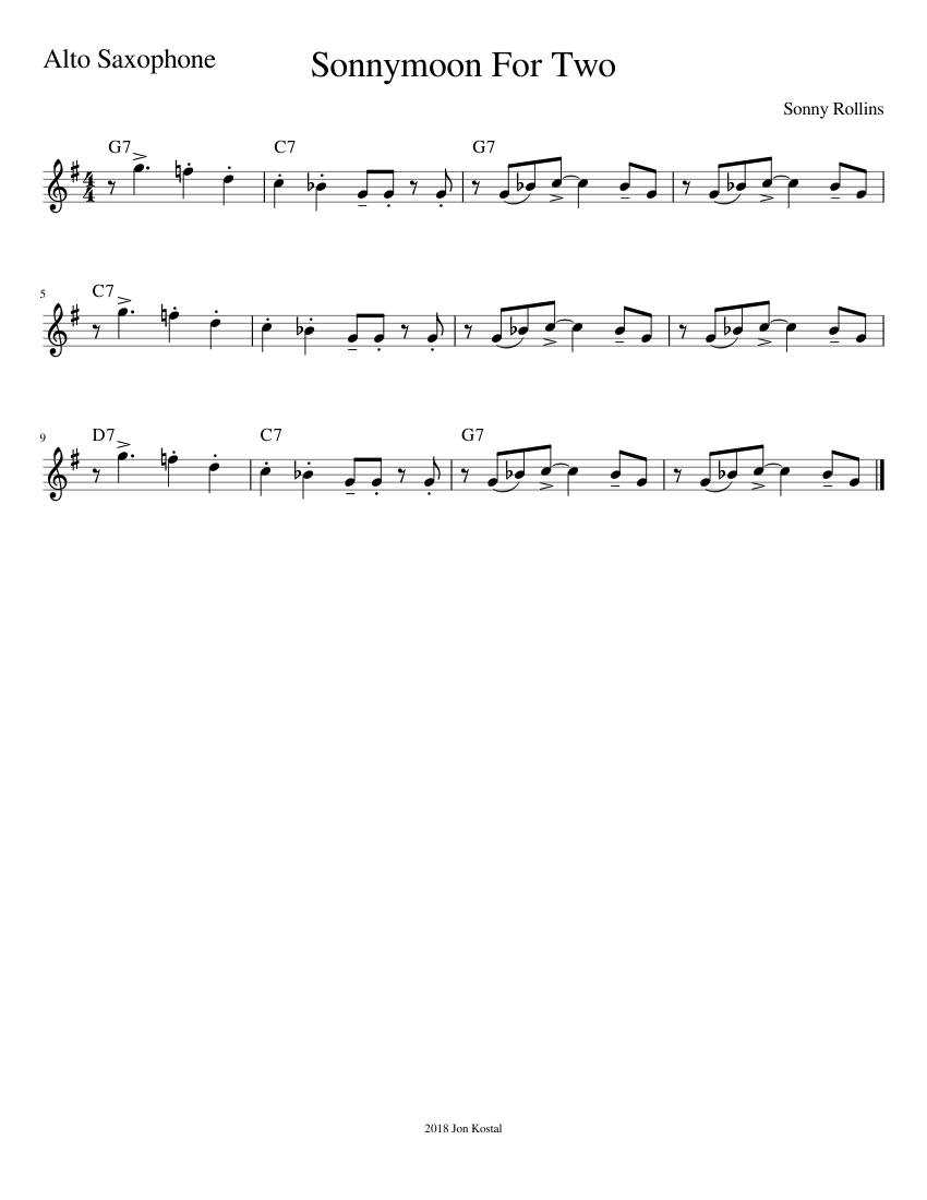 Sonnymoon For Two Sheet Music with Chords for Saxophone alto (Solo ...