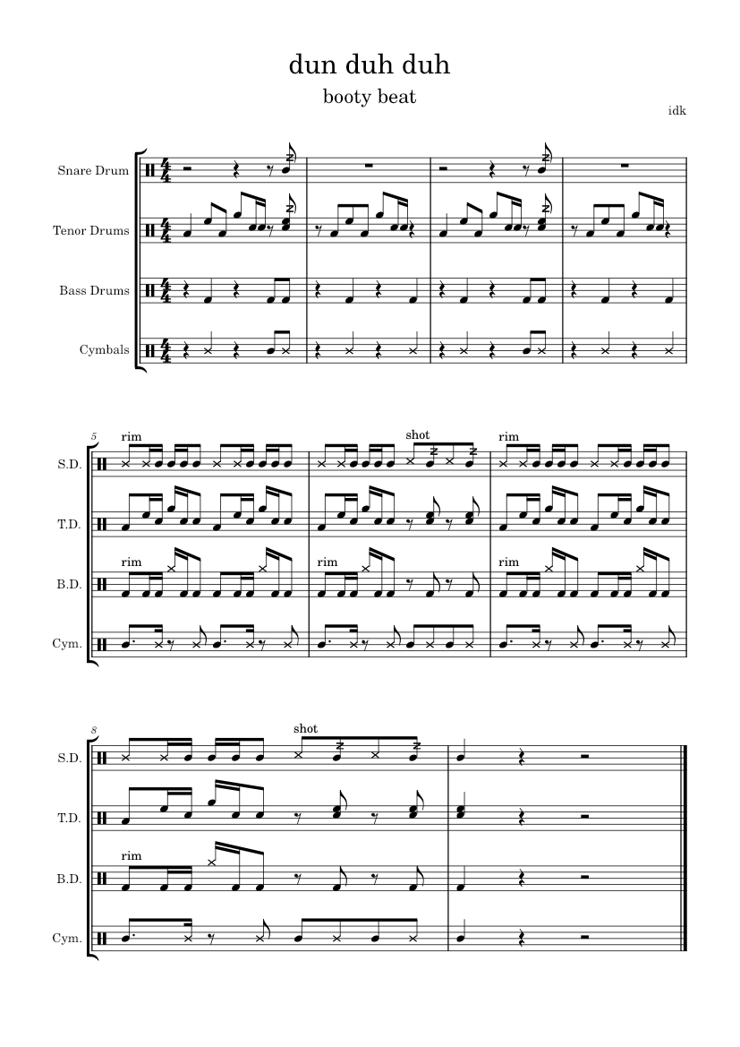 dun duh dun – ss1588025 Sheet music for Snare drum, Crash, Tenor drum ...