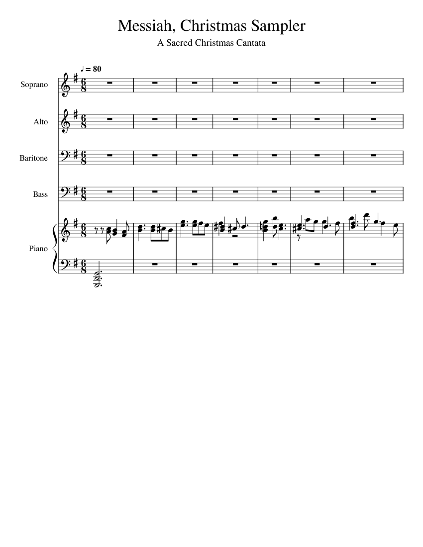 Messiah, Christmas Sampler Sheet music for Piano, Soprano, Alto, Bass ...