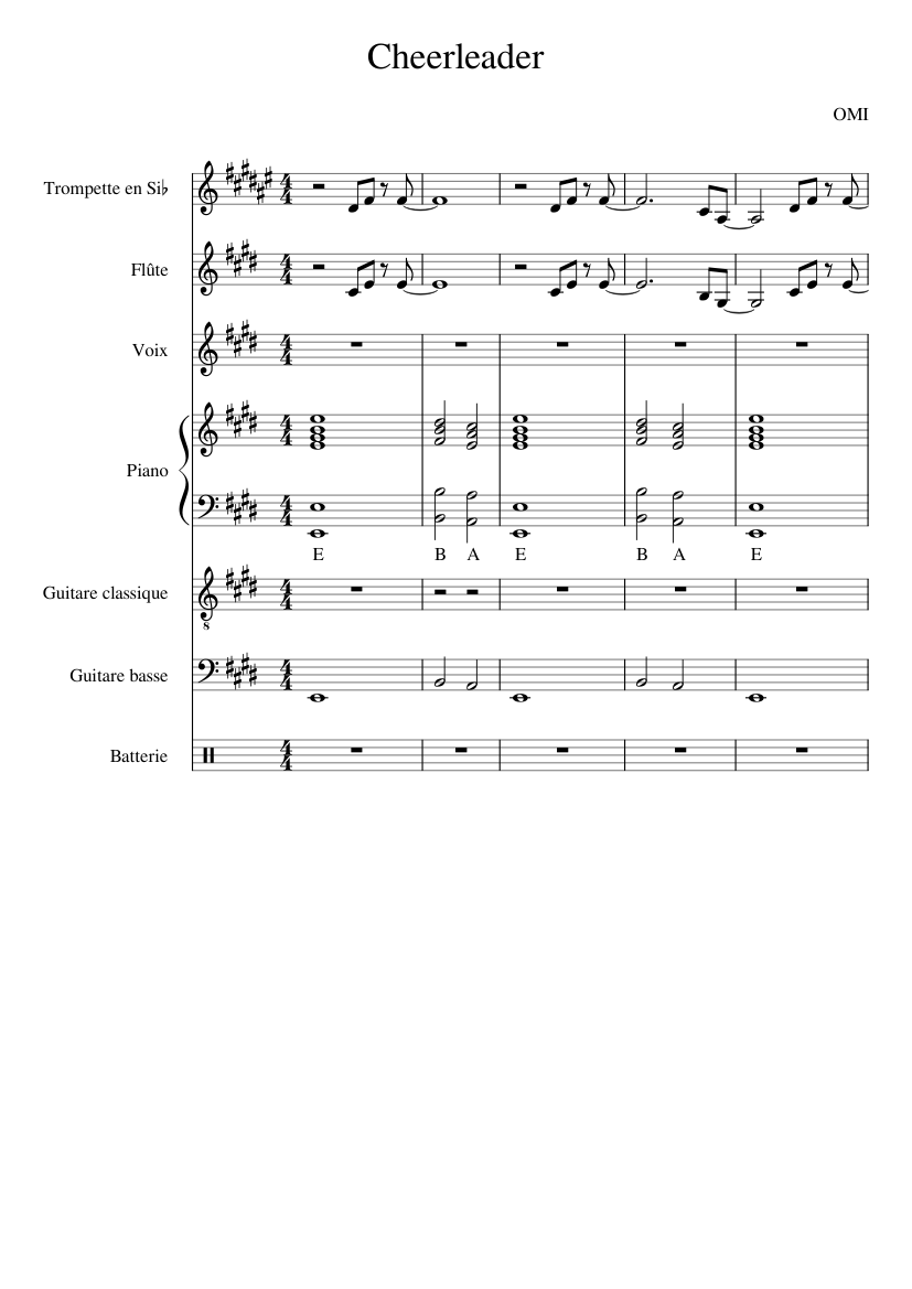 Cheerleader – Omi Cheerleader Sheet music for Piano, Vocals, Flute ...