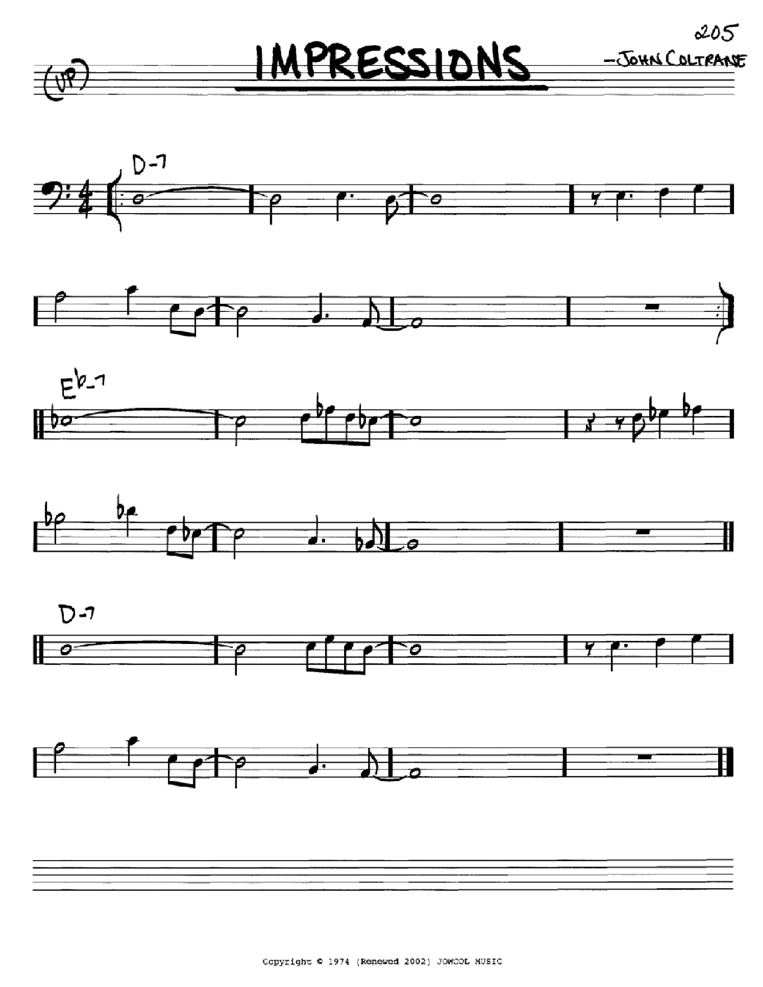 Play Official version of Impressions Sheet Music by John Coltrane for ...