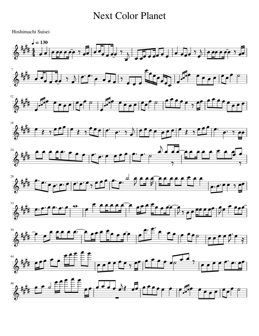 Next Color Planet – Hoshimachi Suisei Violin Arrangement Sheet music ...