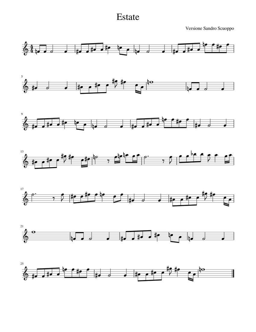 Estate Sheet music for Piano (Solo) | Musescore.com
