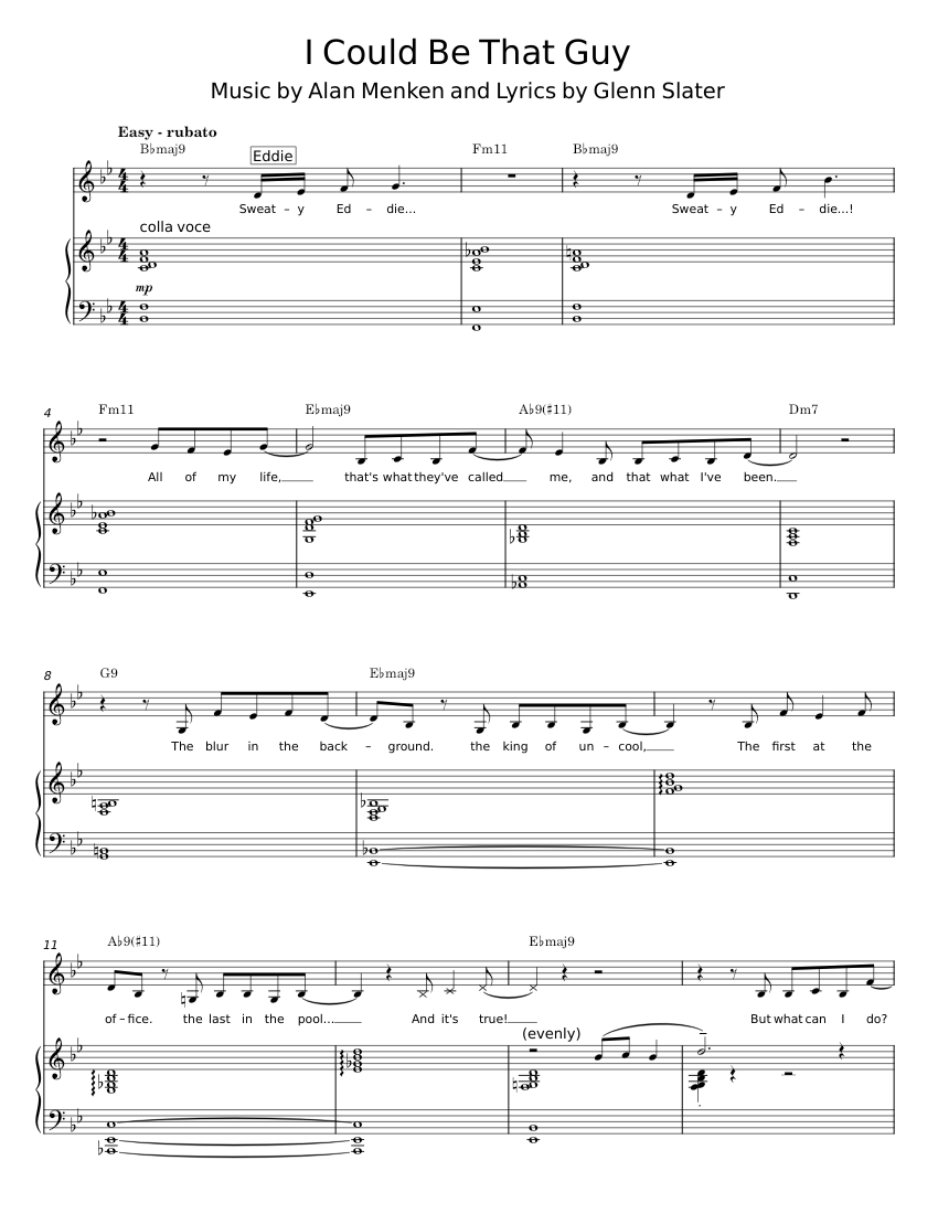 I Could Be That Guy - Alan Menken Sheet Music with Chords for Piano ...