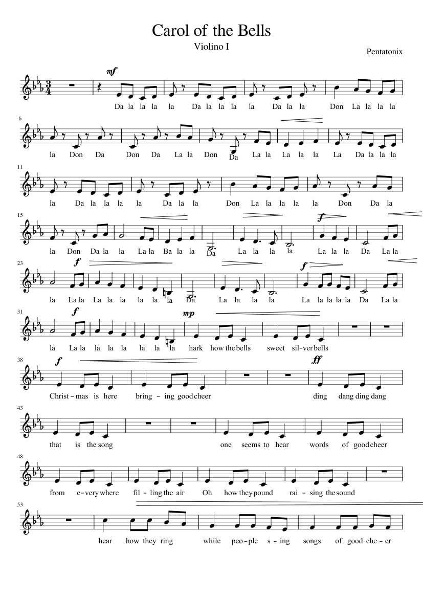1 Carol Of The Bells Sheet Music Violin Solo