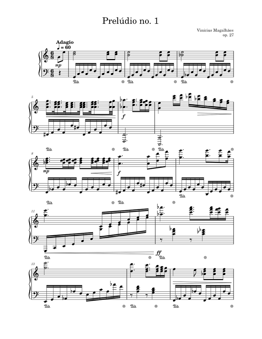 Prelúdio no. 1 - Op. 27 Sheet music for Piano (Solo) | Musescore.com