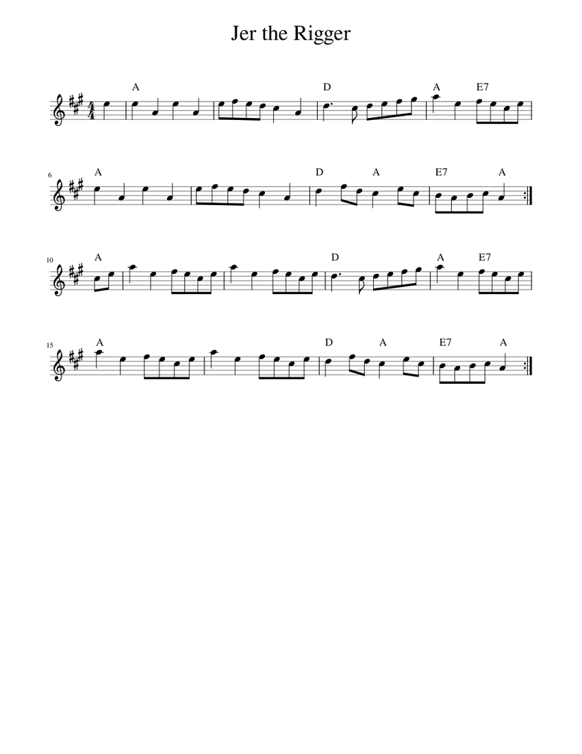 Jer the Rigger Sheet music for Piano (Solo) | Musescore.com