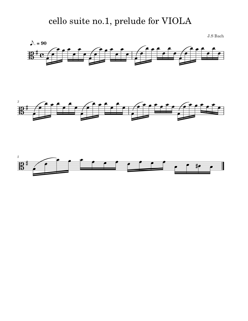 cello suite no.1, prelude for VIOLA Sheet music for Violin (Solo ...