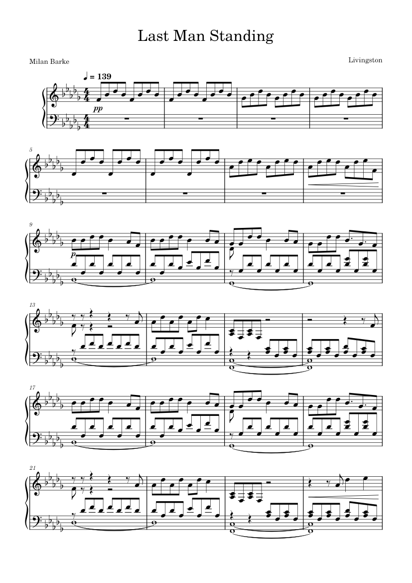 Last Man Standing - Livingston Sheet music for Piano (Solo) | Musescore.com