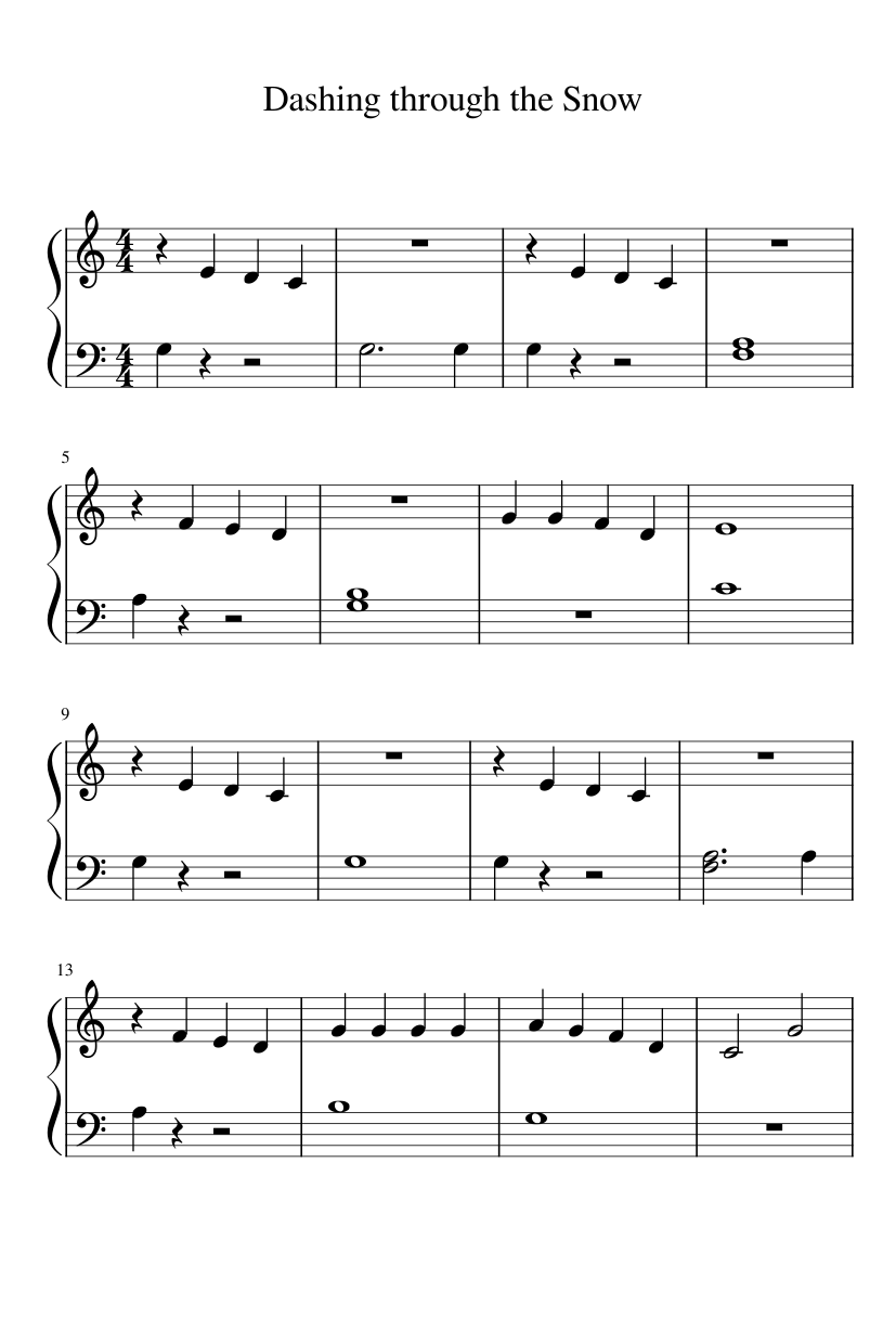 Dashing through the snow Sheet Music for Piano (Solo) Easy | MuseScore.com