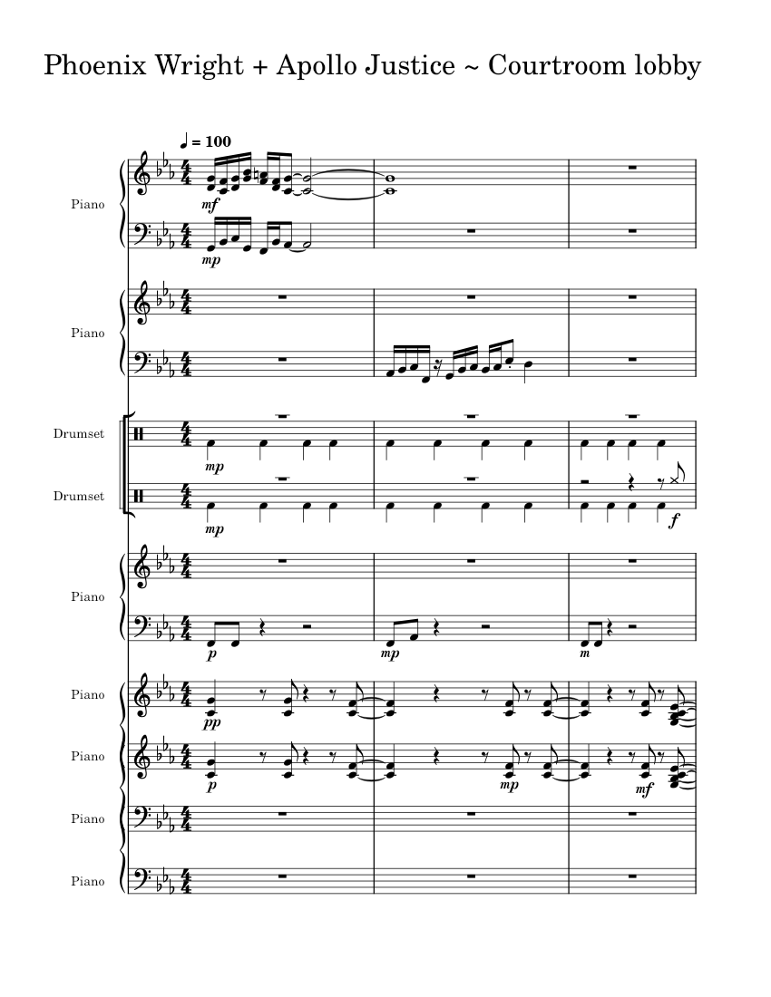Phoenix Wright + Apollo Justice ~ Courtroom_lobby Sheet music for Piano ...