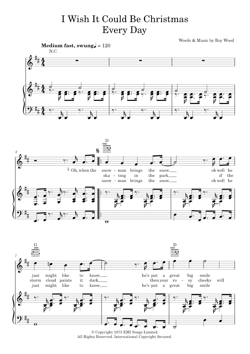 Play Official version of I Wish It Could Be Christmas Every Day Sheet ...