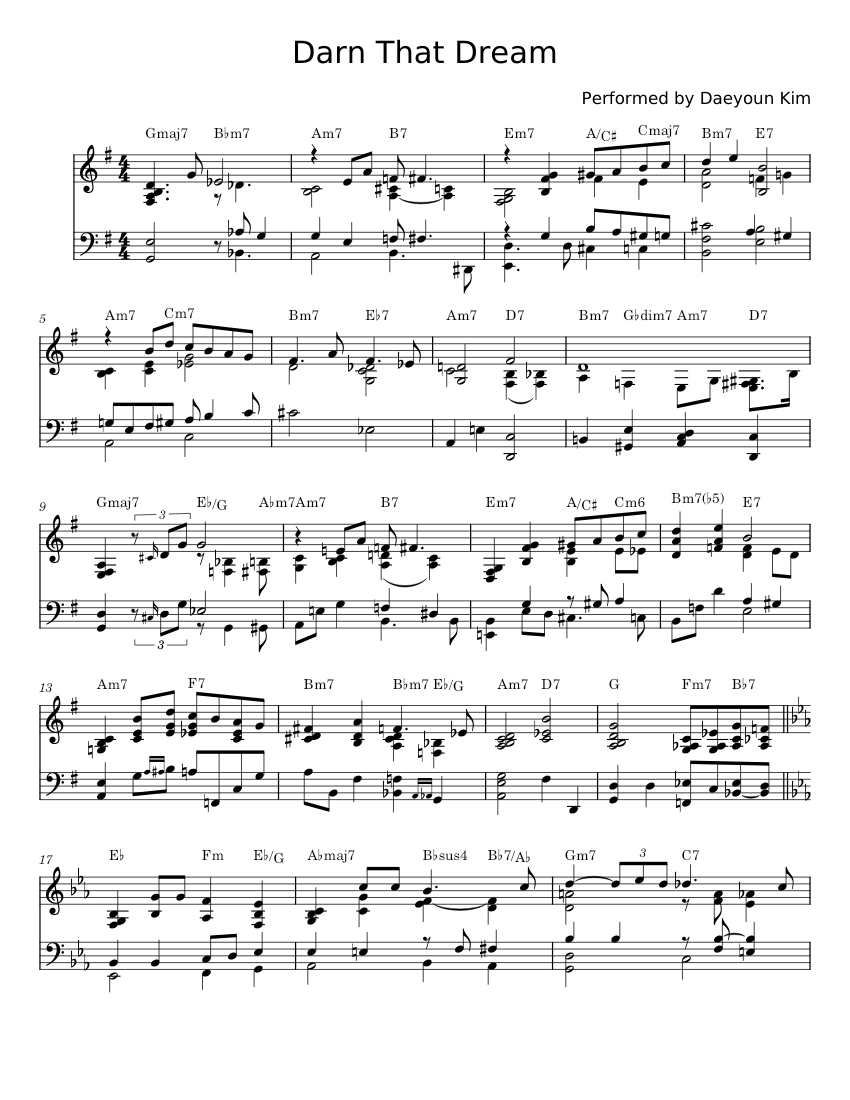 Darn That Dream - Kenny Dorham (arrangement Daeyoun Kim) Sheet Music ...