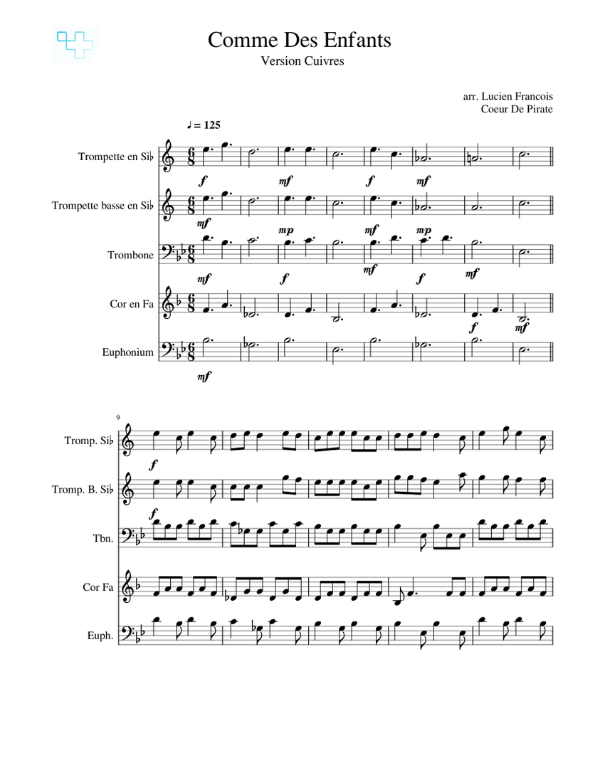 Comme Des Enfants Sheet music for Trombone, Euphonium, Trumpet bass ...