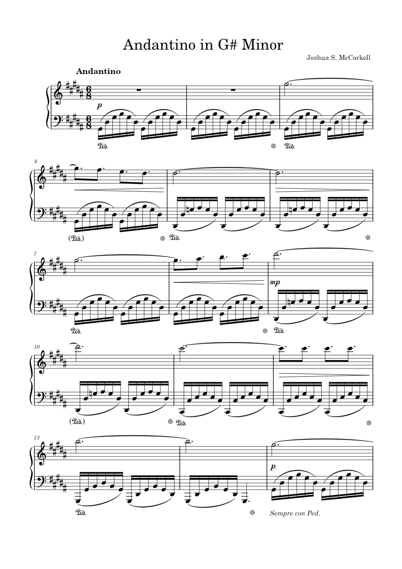 Andantino in G# Minor - Joshua McCorkell Sheet Music for Piano (Solo ...