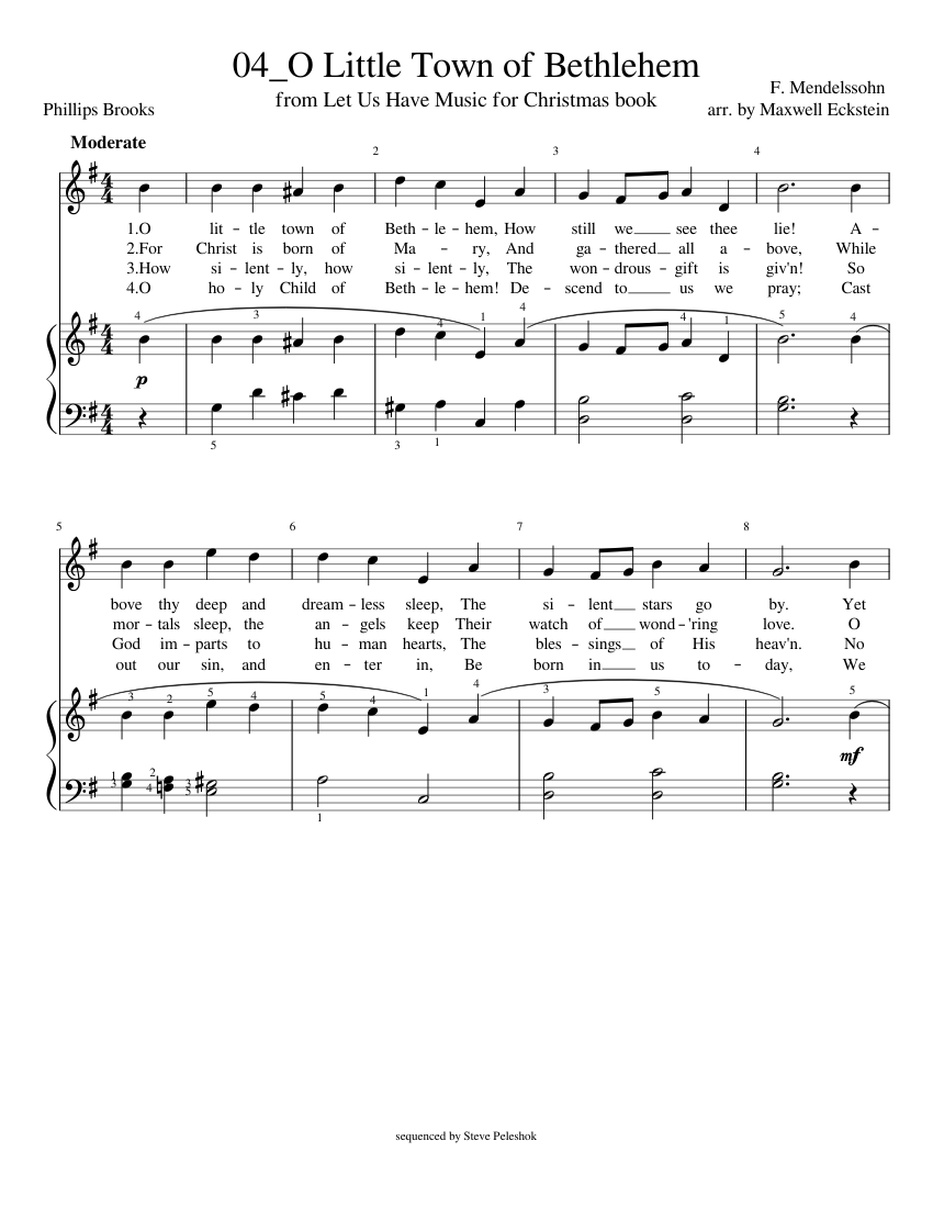 04_O Little Town of Bethlehem Sheet music for Piano, Vocals (Piano ...