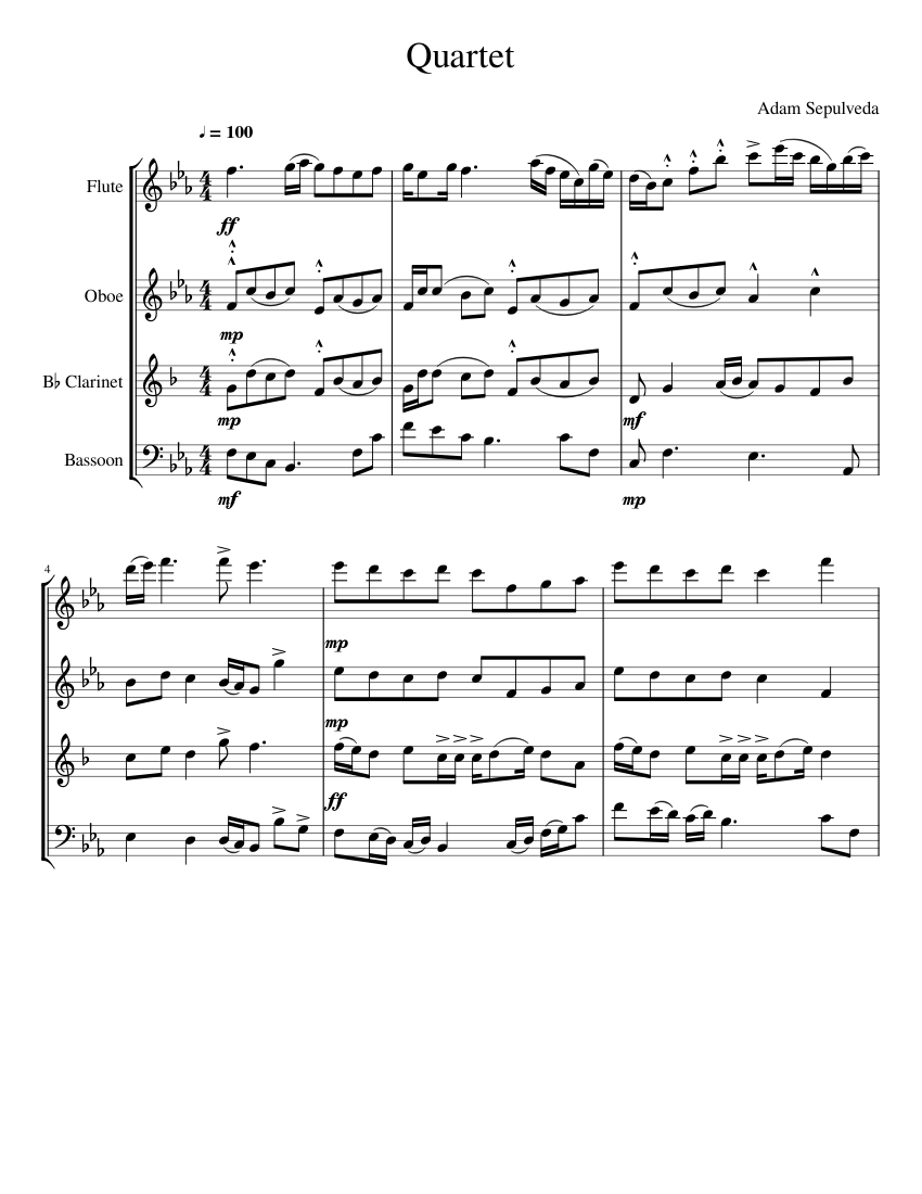 Woodwind Quartet By Adam Sepulveda Sheet music for Flute, Clarinet (In ...