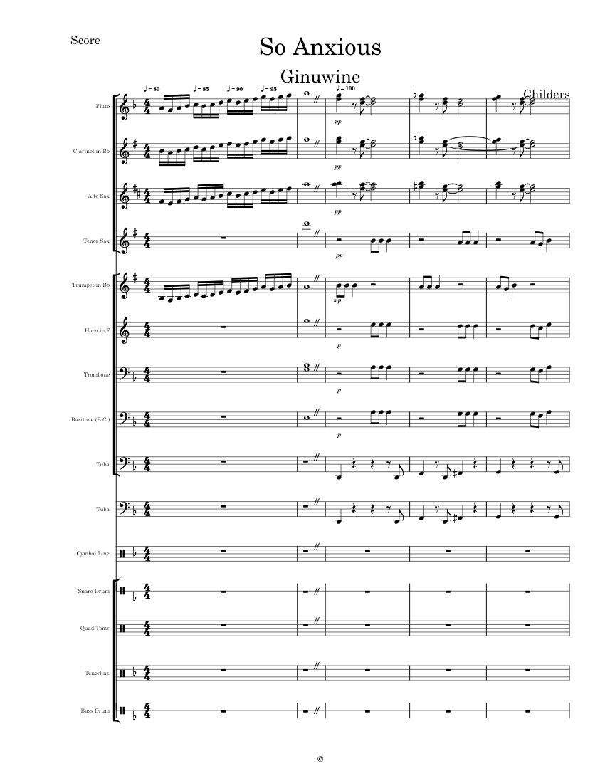 So Anxious- Ginuwine Sheet music for Piano, Trombone, Tuba, Flute ...