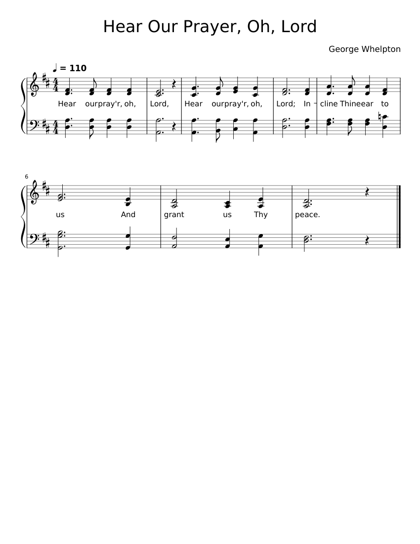 Hear Our Prayer, Oh, Lord Sheet music for Piano (Solo) | Musescore.com
