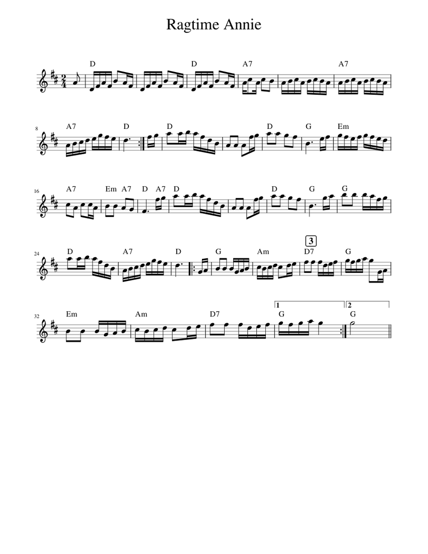Ragtime Annie Sheet music for Piano (Solo) Easy | Musescore.com